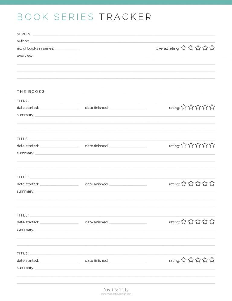 Book Series Tracker - Neat and Tidy Design