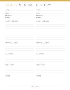 Family Medical History - Neat and Tidy Design