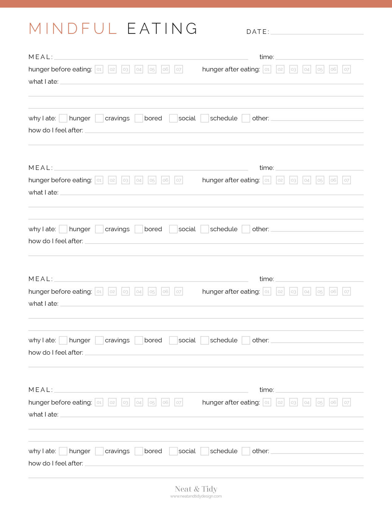 Mindful Eating Journal - Neat and Tidy Design