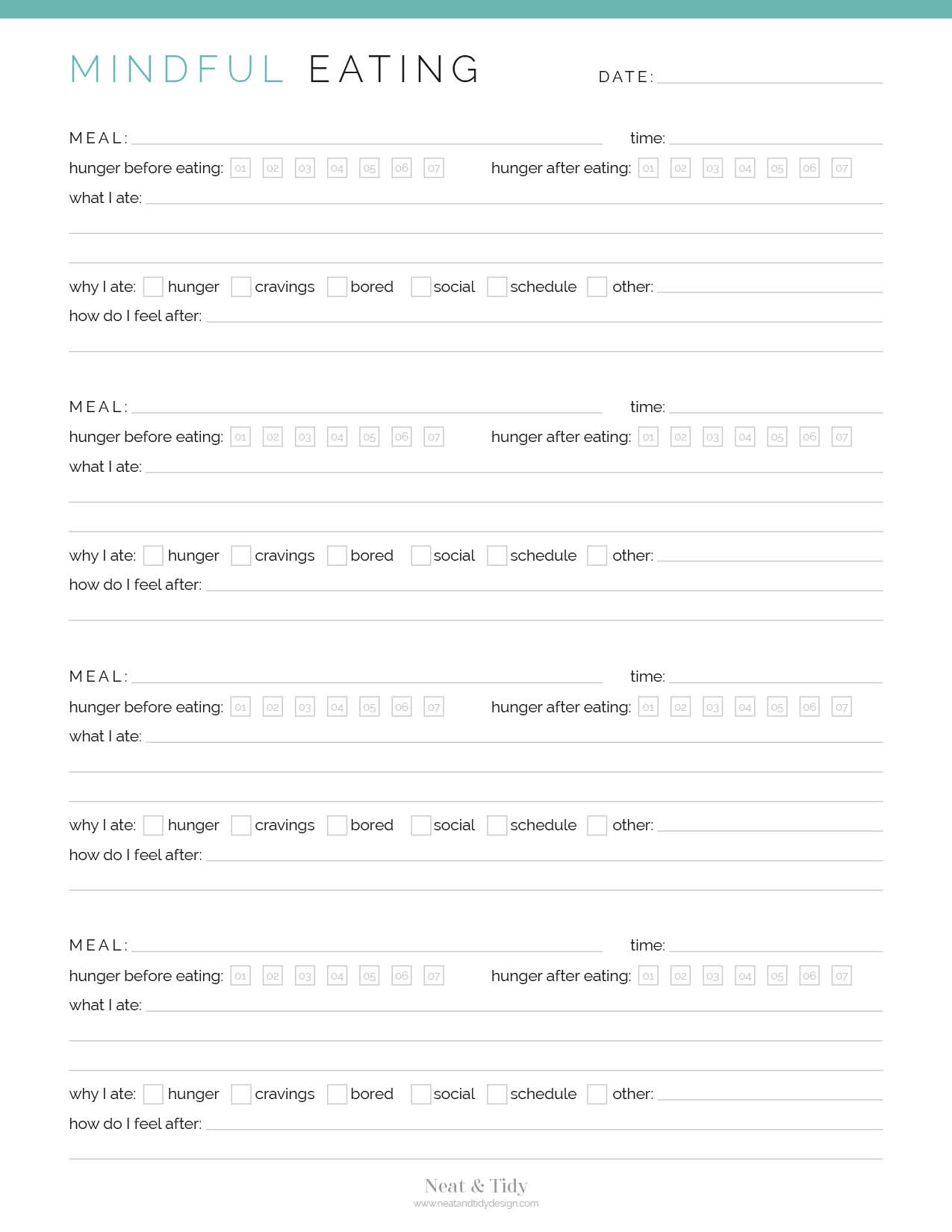 Mindful Eating Journal - Neat and Tidy Design