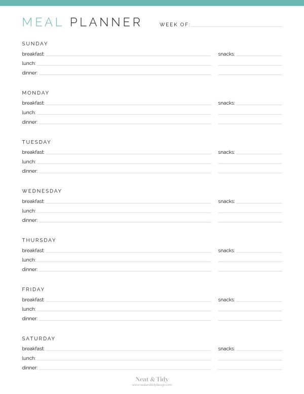 Weekly Meal Planner v3 - Neat and Tidy Design Weekly Meal Planner v3 - Neat and Tidy Design