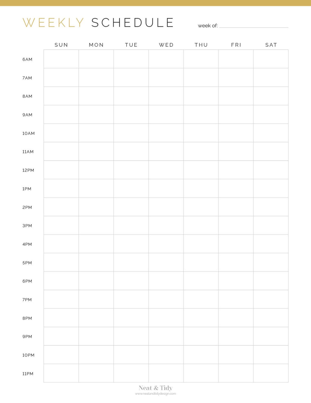 Weekly Schedules - Neat and Tidy Design