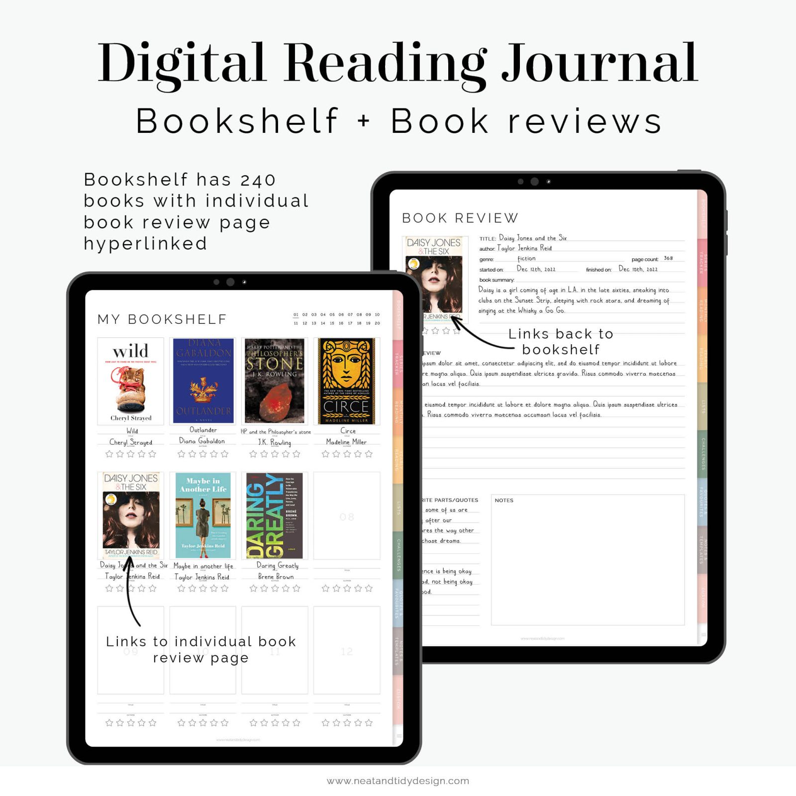 Digital Reading Journal - Neat and Tidy Design