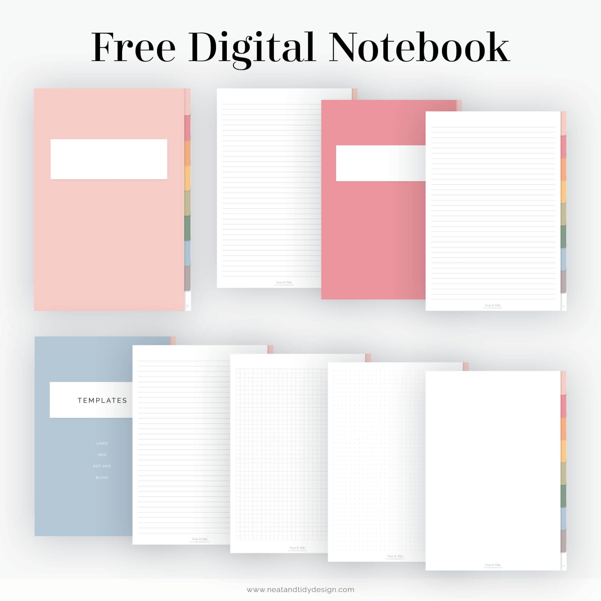 Free Digital Notebook for Goodnotes & Notability - Neat and Tidy Design