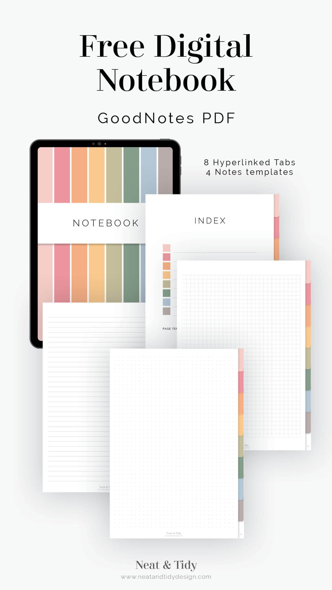 Free Digital Notebook for Goodnotes & Notability - Neat and Tidy Design