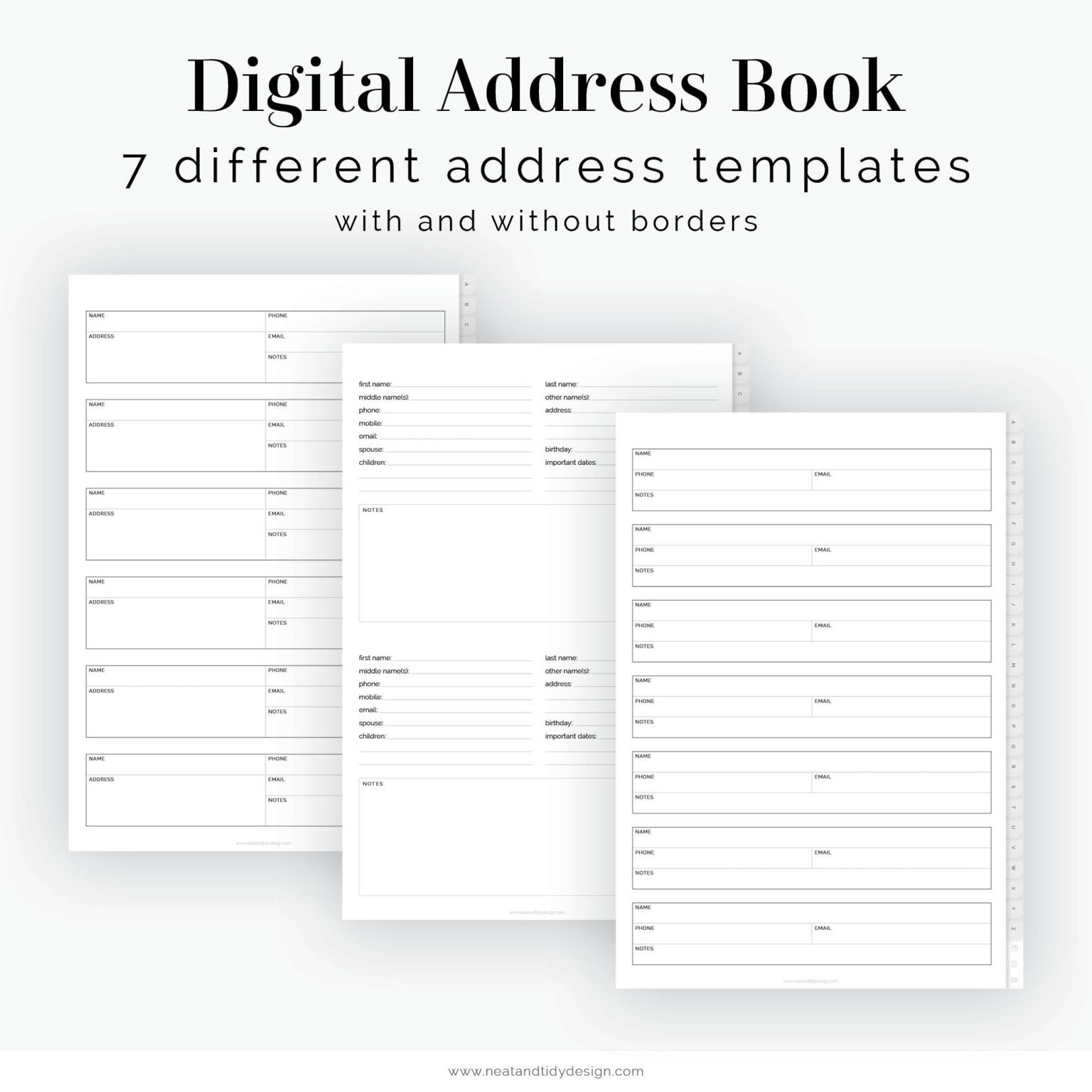 Digital Address Book - Neat and Tidy Design