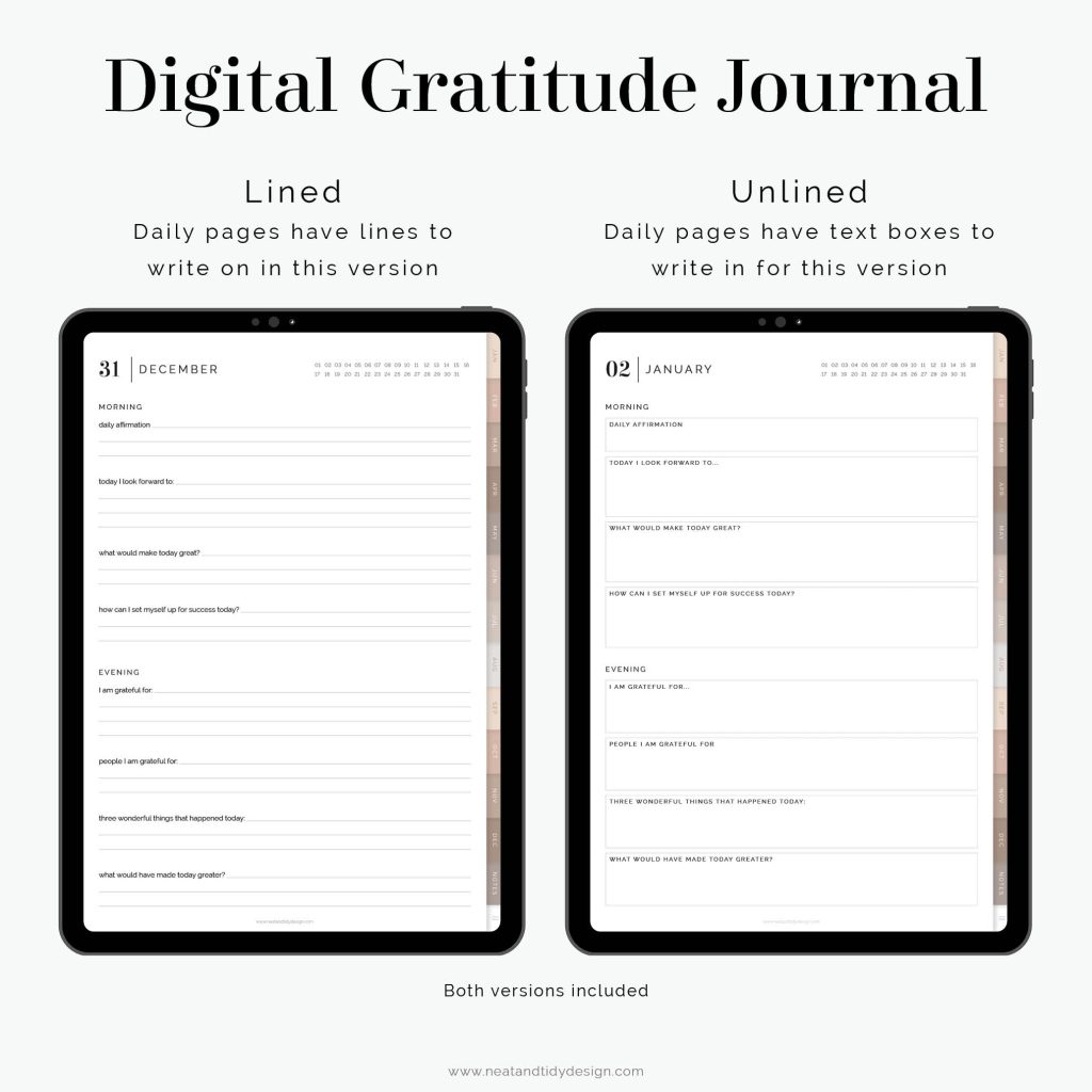 Digital Gratitude Journal - Neat and Tidy Design