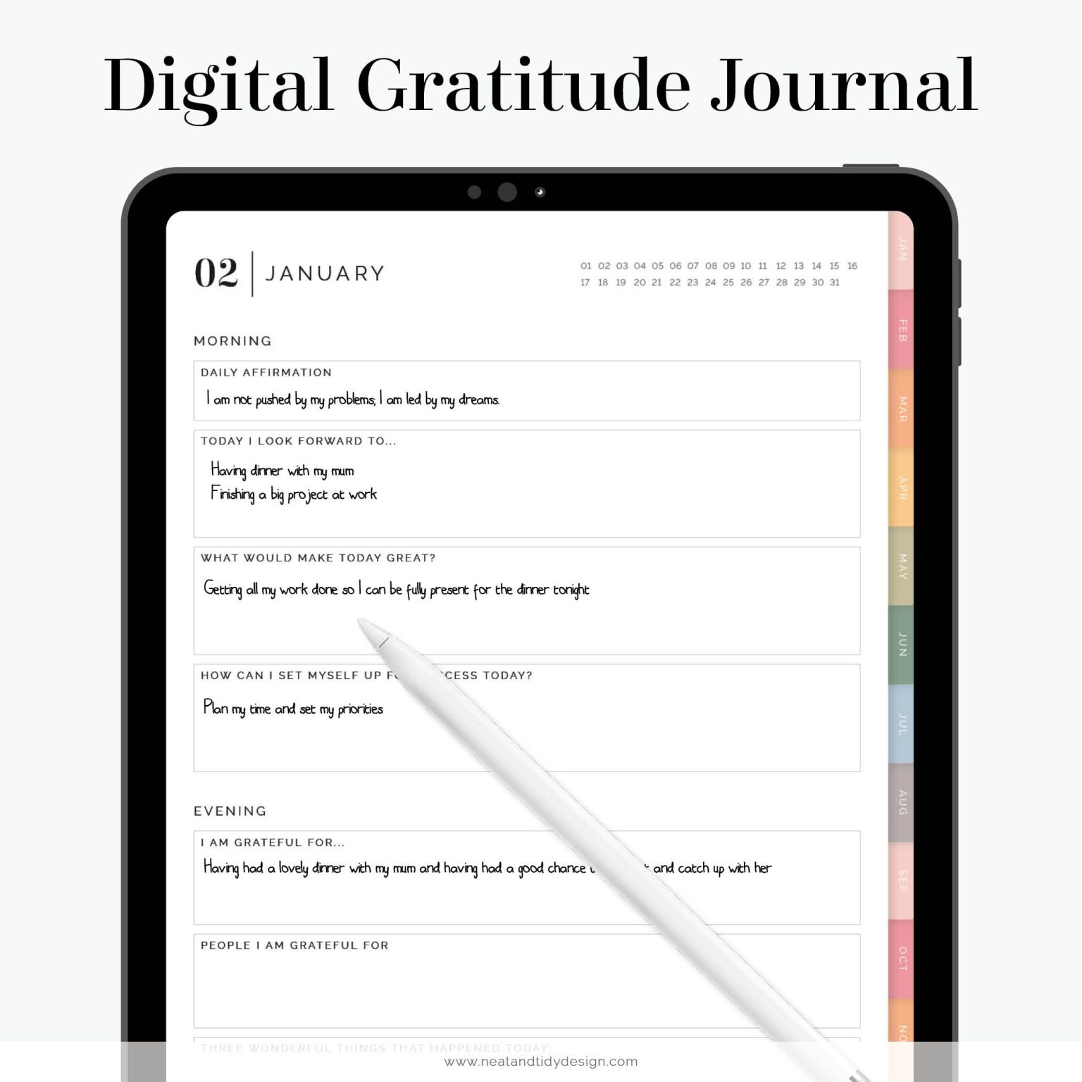 Digital Gratitude Journal - Neat and Tidy Design