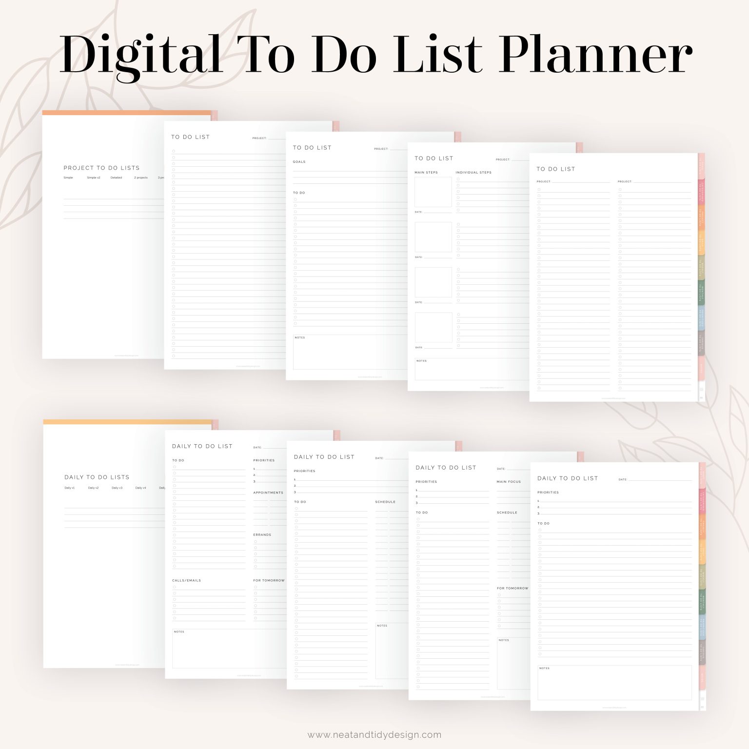 Digital To Do List Planner - Neat and Tidy Design