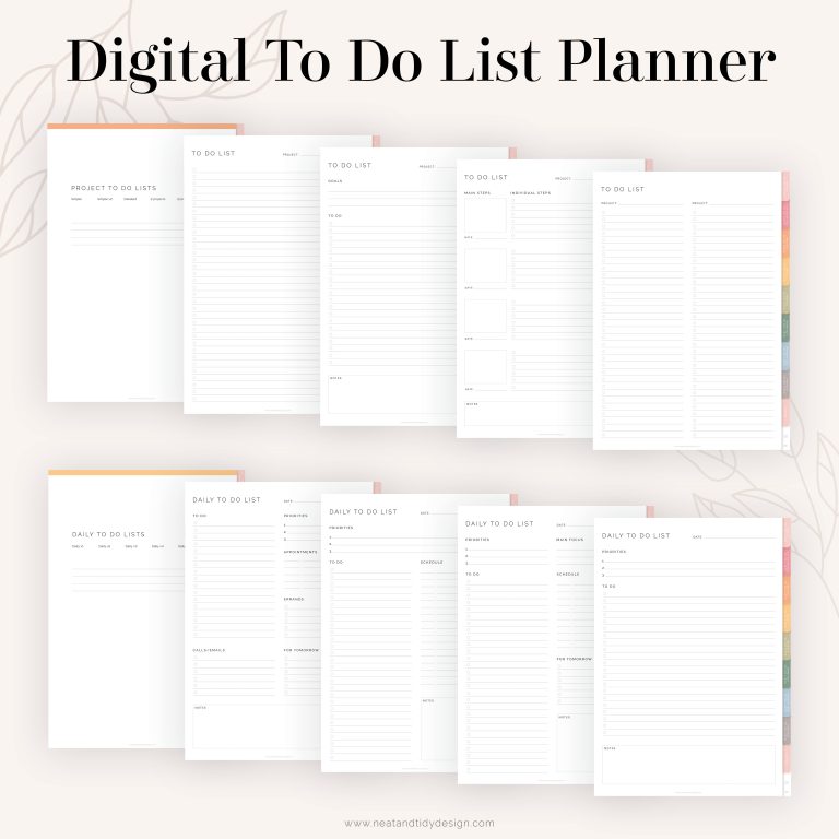 Digital To Do List Planner - Neat and Tidy Design