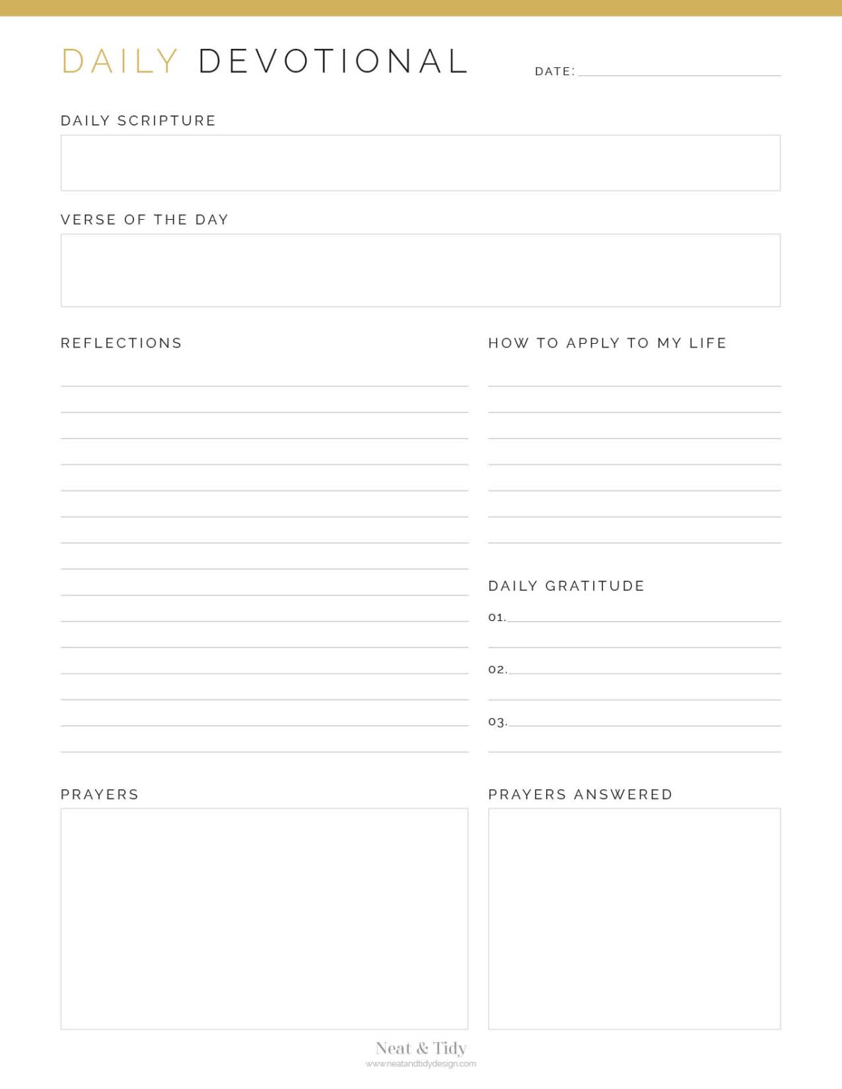 Daily Devotional Journal - Neat and Tidy Design