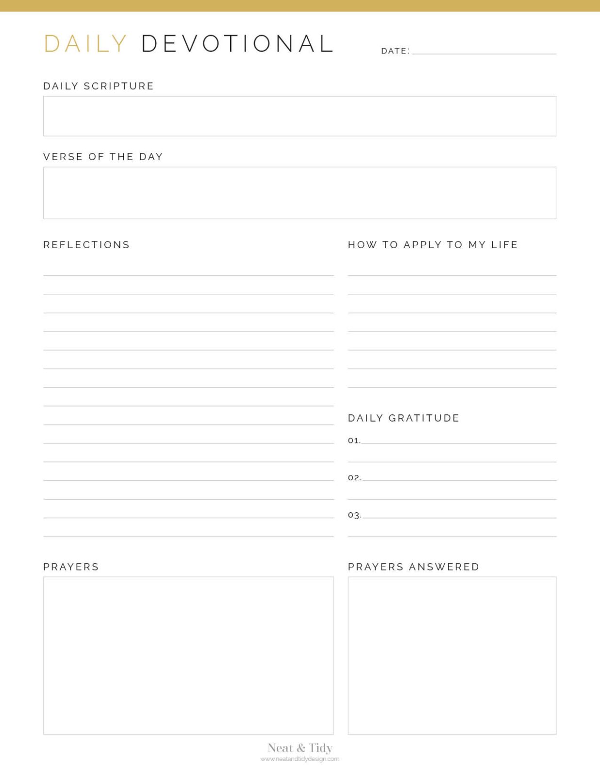 Daily Devotional Journal - Neat and Tidy Design