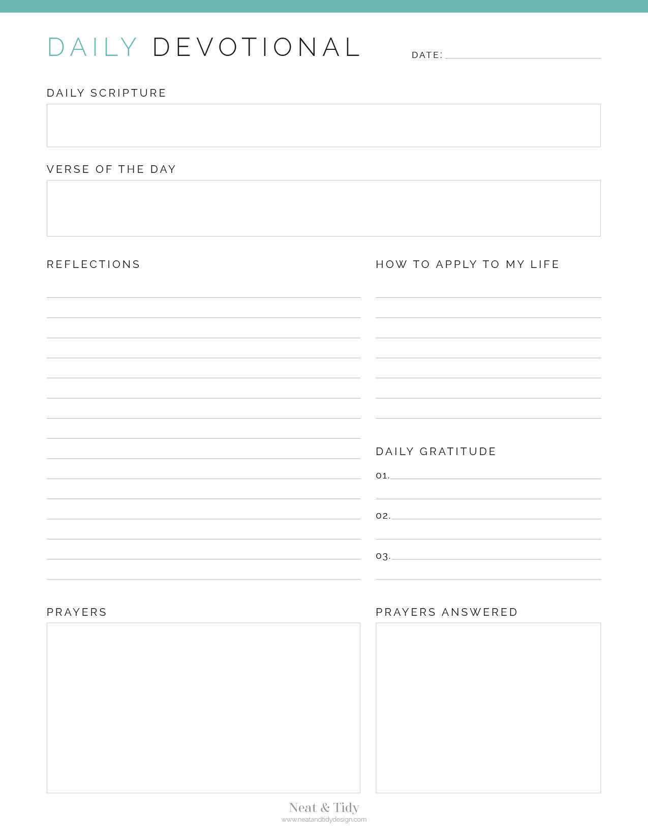 Daily Devotional Journal - Neat and Tidy Design