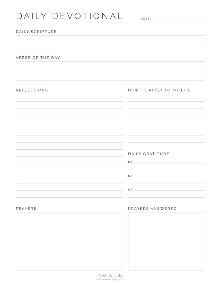 Daily Devotional Journal - Neat and Tidy Design