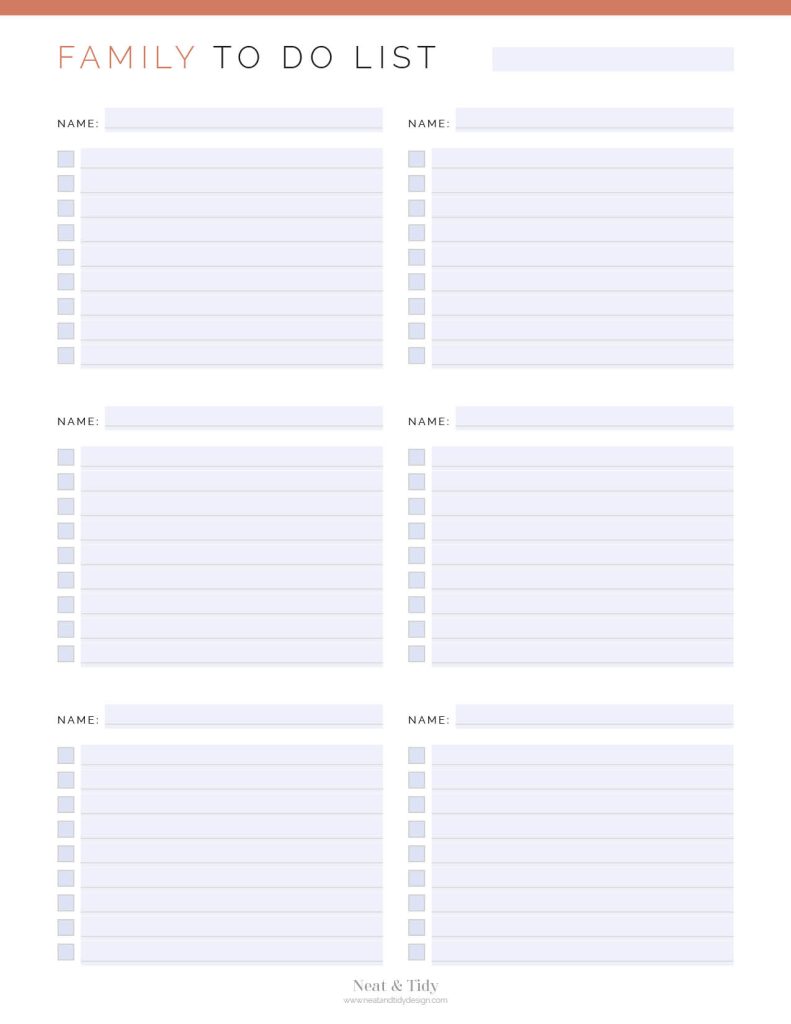 Family To Do List - Neat and Tidy Design