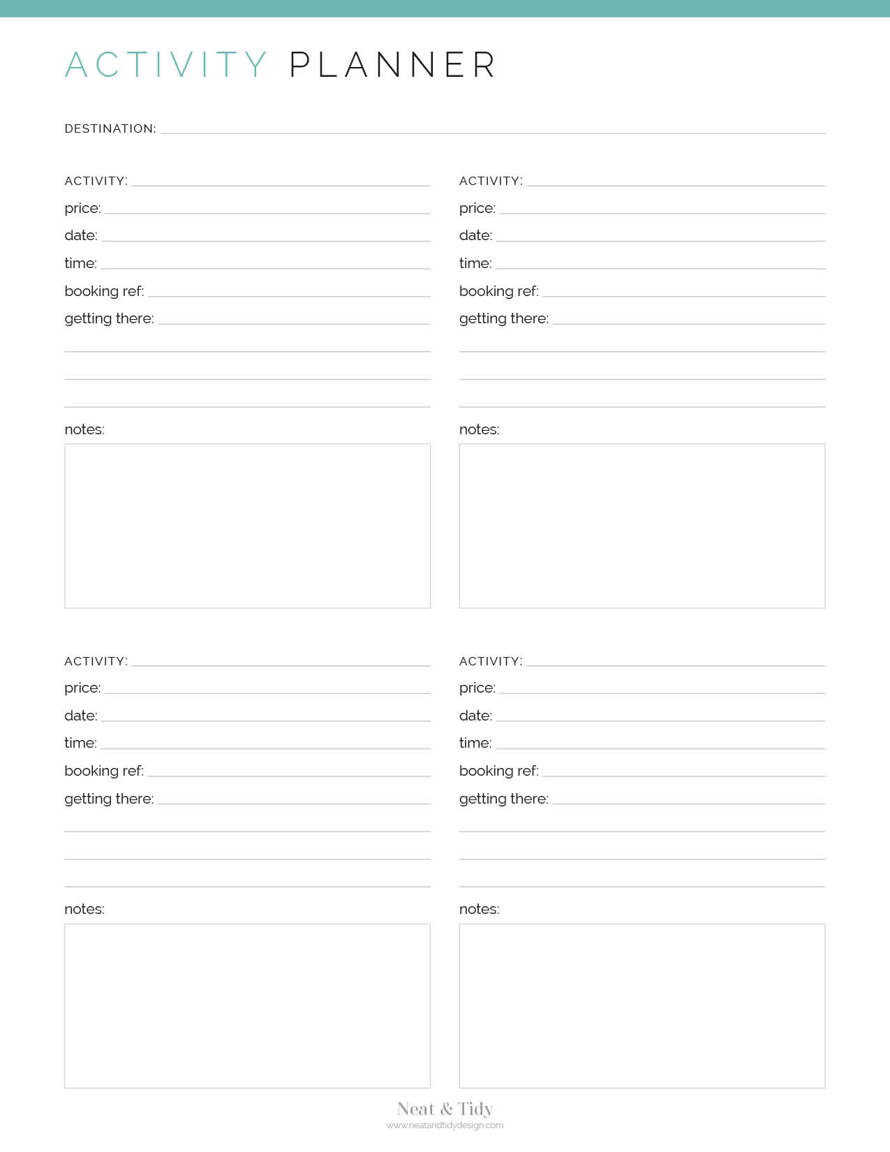 Essential Travel Planner Kit - Neat and Tidy Design