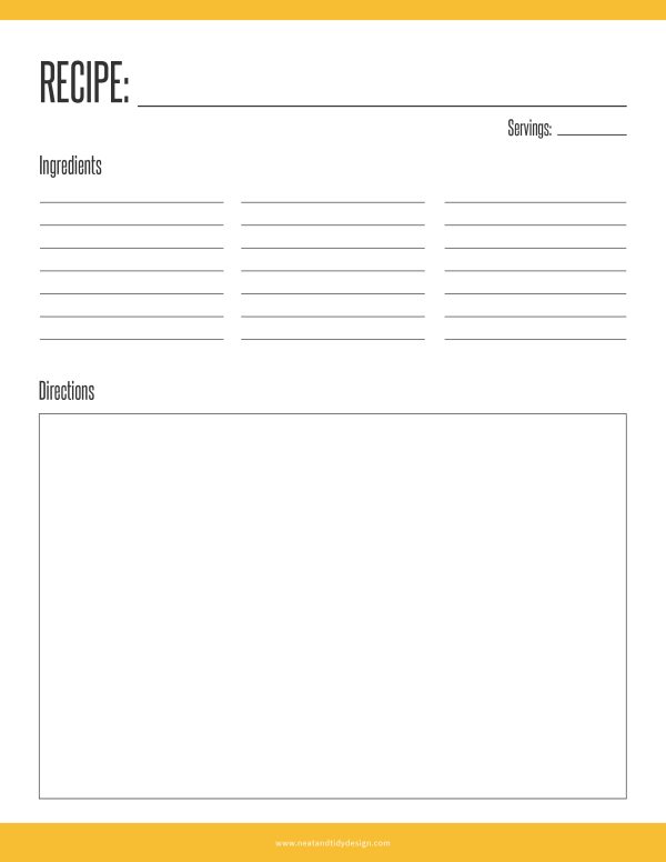 Recipe Card Bundle - Neat and Tidy Design